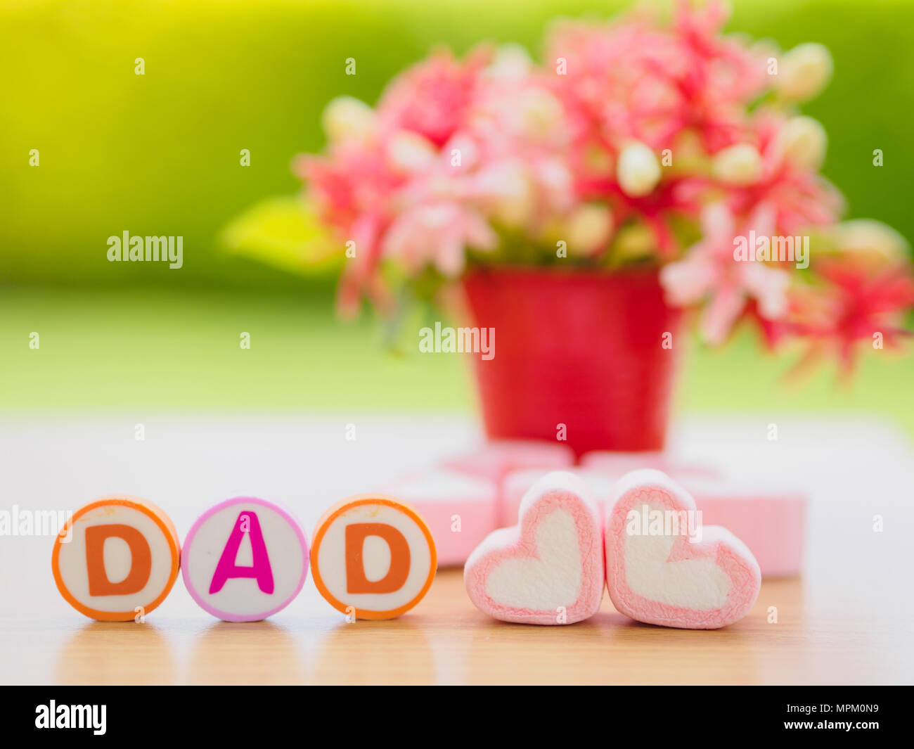 Father's day concept. DAD alphabet with marshmallow in the shape of ...