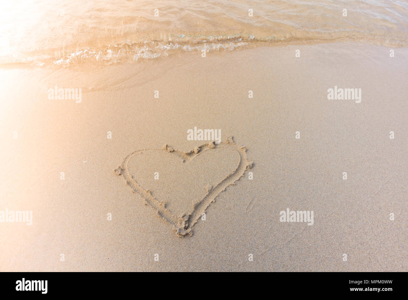 Beautiful background beach with heart in summer. Royalty high-quality ...