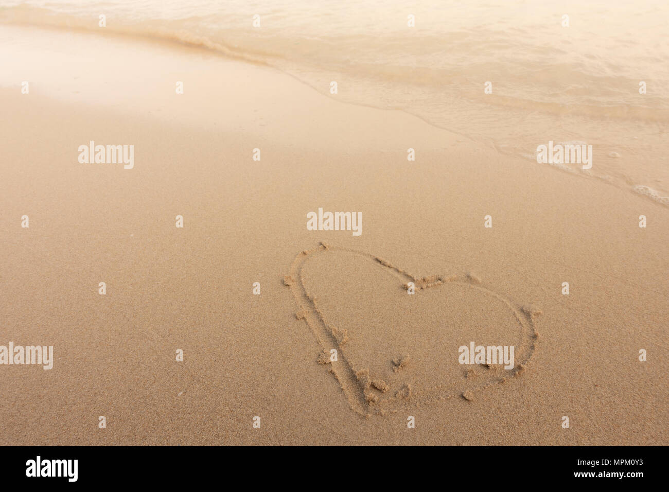 Beautiful background beach with heart in summer. Royalty high-quality ...