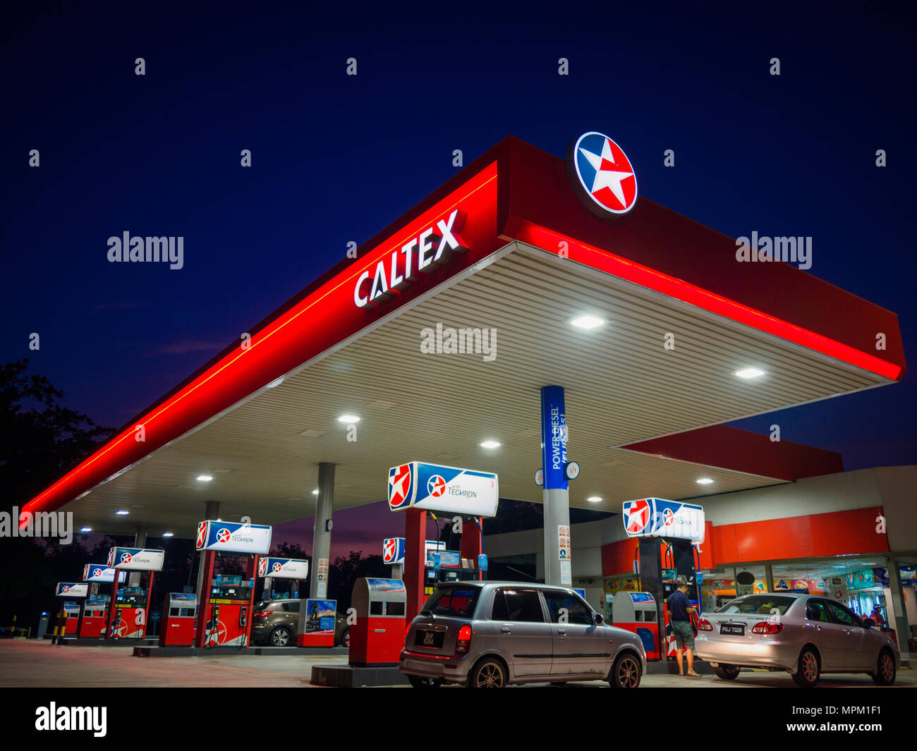 Kedah, Malaysia - June 9, 2017: Caltex gas station blue sky background ...