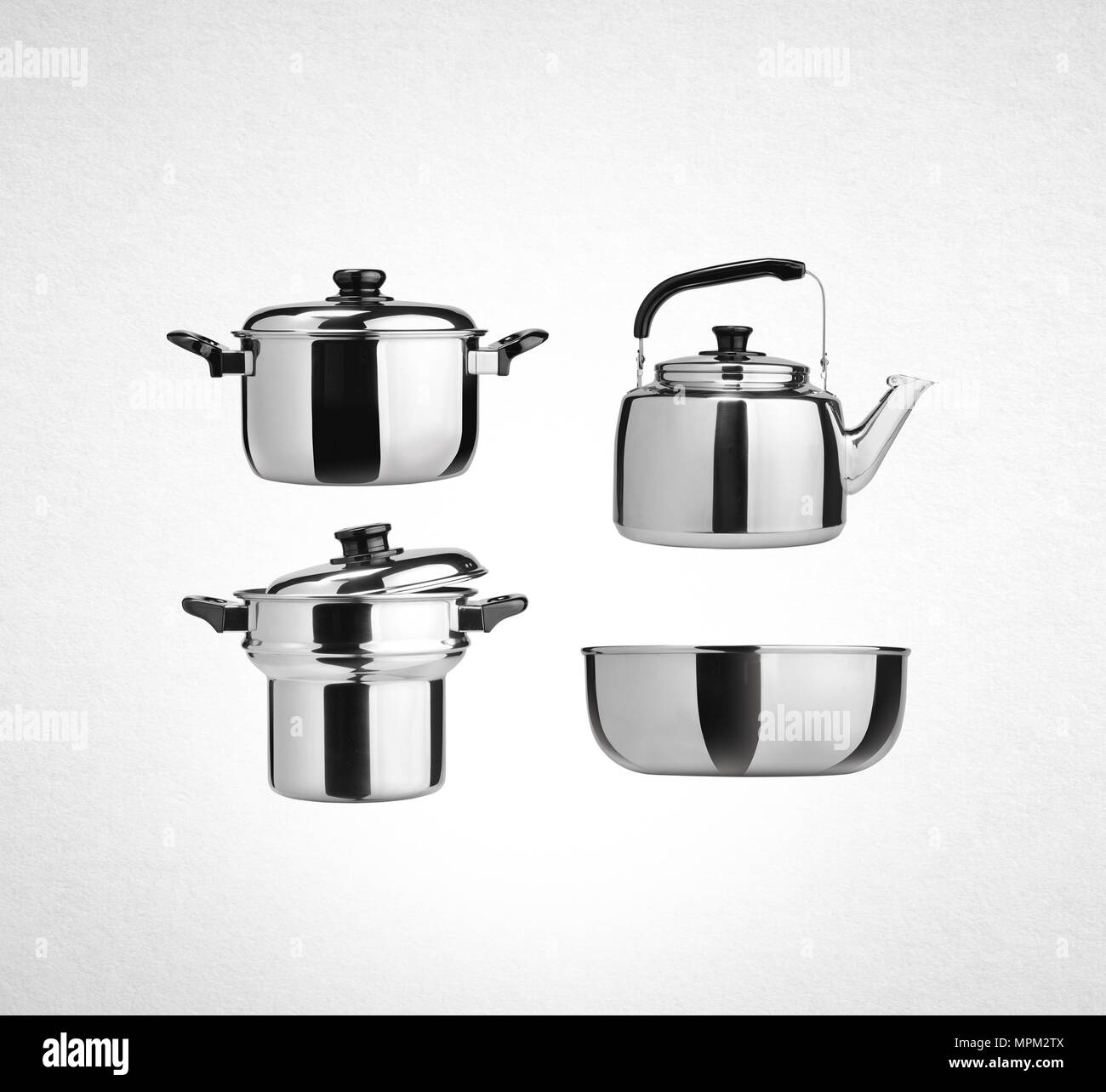 Group of stainless steel kitchenware Stock Photo - Alamy