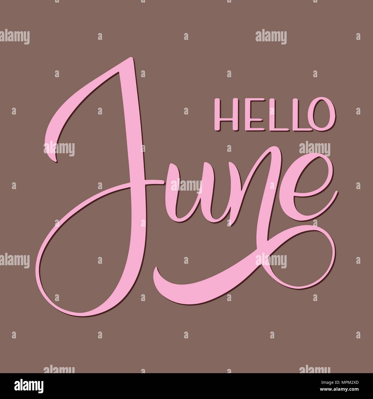 Hello June lettering. Elements for invitations, posters, greeting cards ...