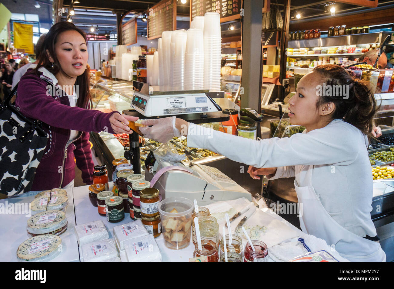 Toronto Canada,St. Lawrence market,shopping shoppers shop shops buying ...