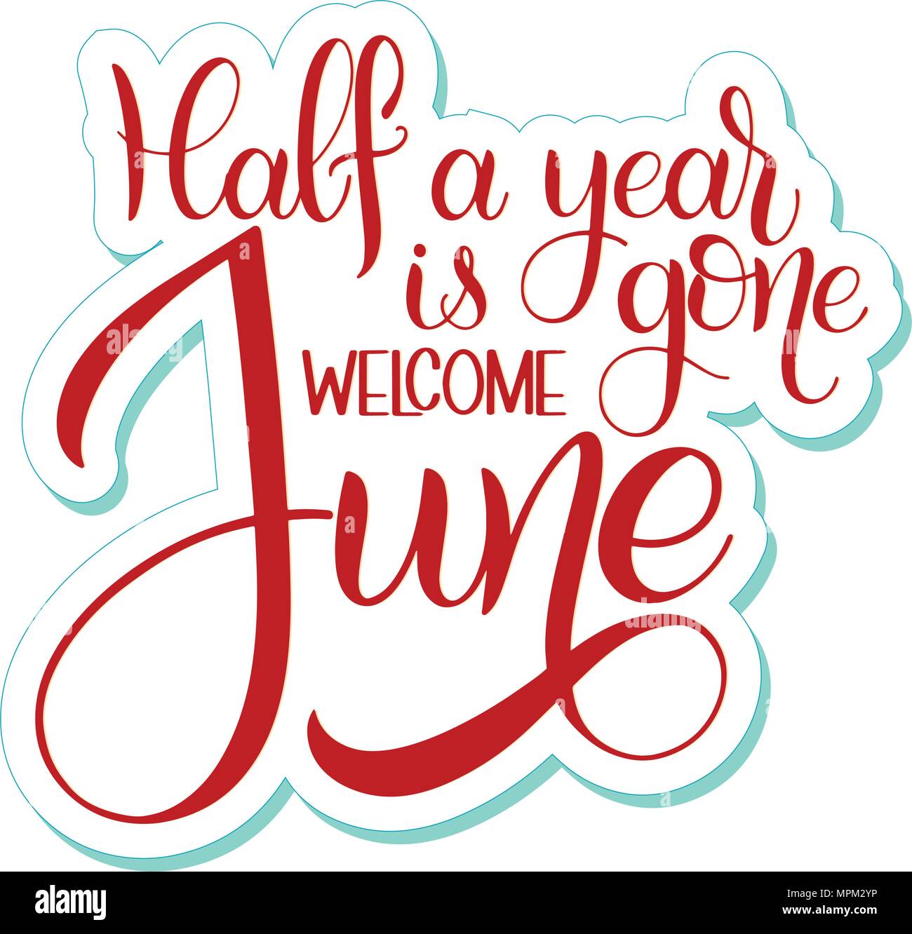 Hello June lettering. Elements for invitations, posters, greeting cards ...