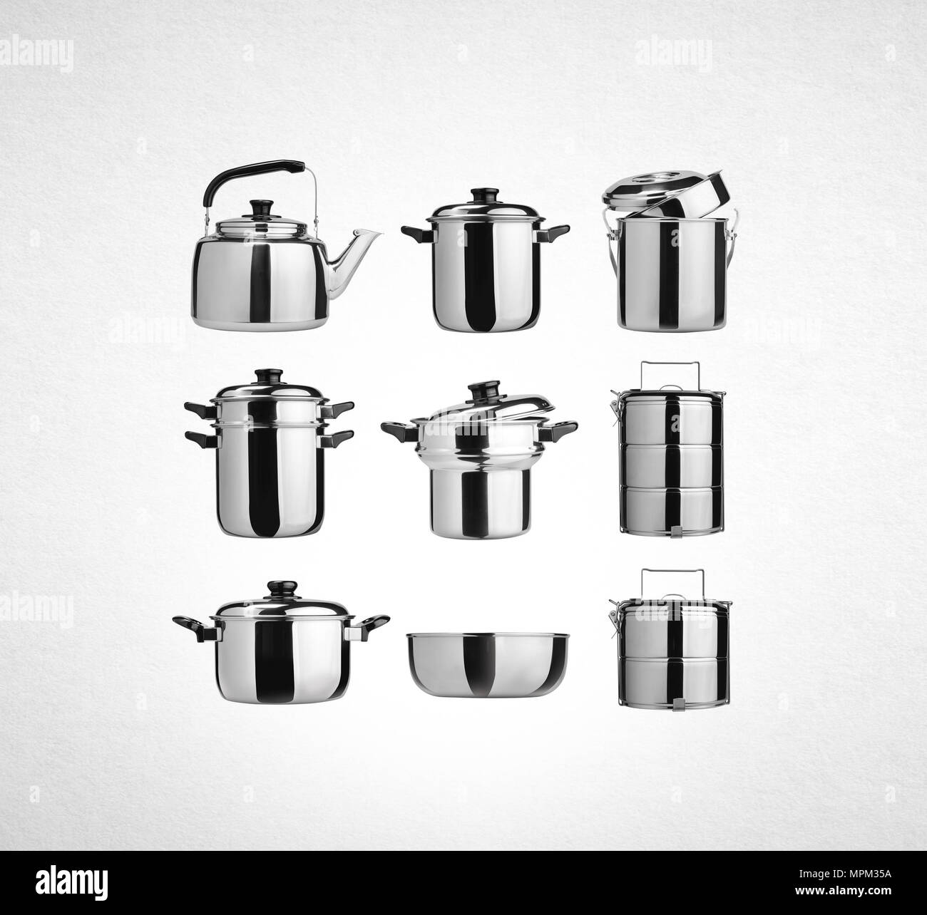 Stainless steel food bowl Black and White Stock Photos & Images - Alamy