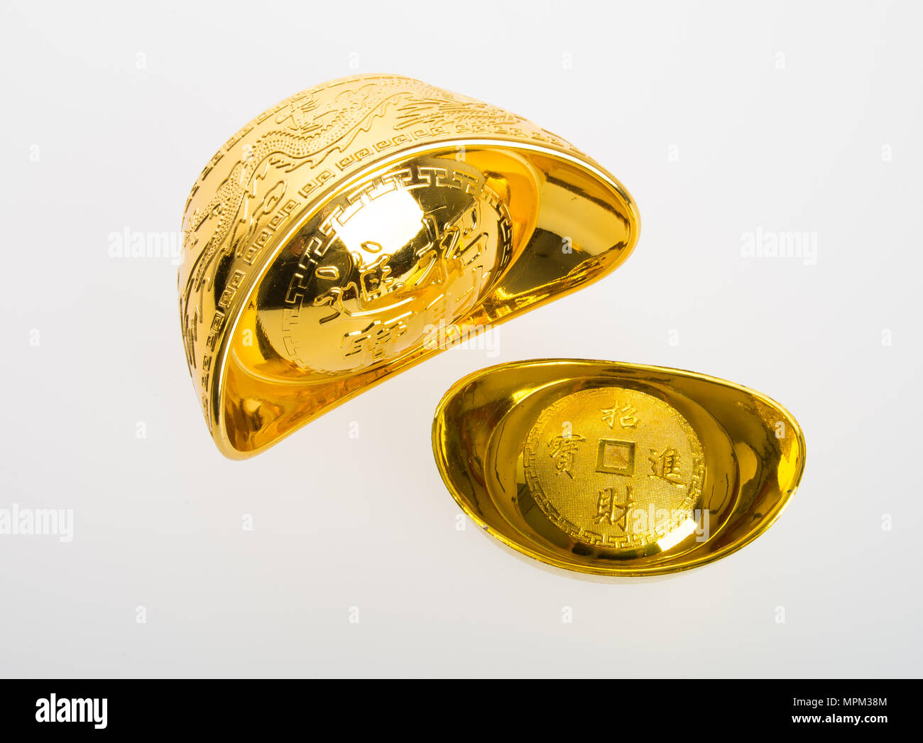 Gold or Chinese gold ingot mean symbols of wealth and prosperity on a ...