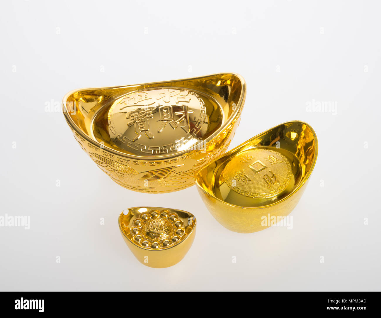 Gold or Chinese gold ingot mean symbols of wealth and prosperity on a ...
