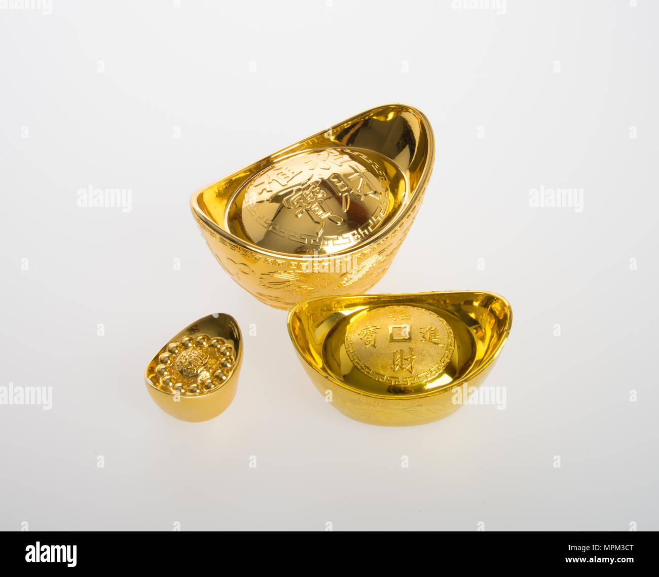 Gold or Chinese gold ingot mean symbols of wealth and prosperity on a ...
