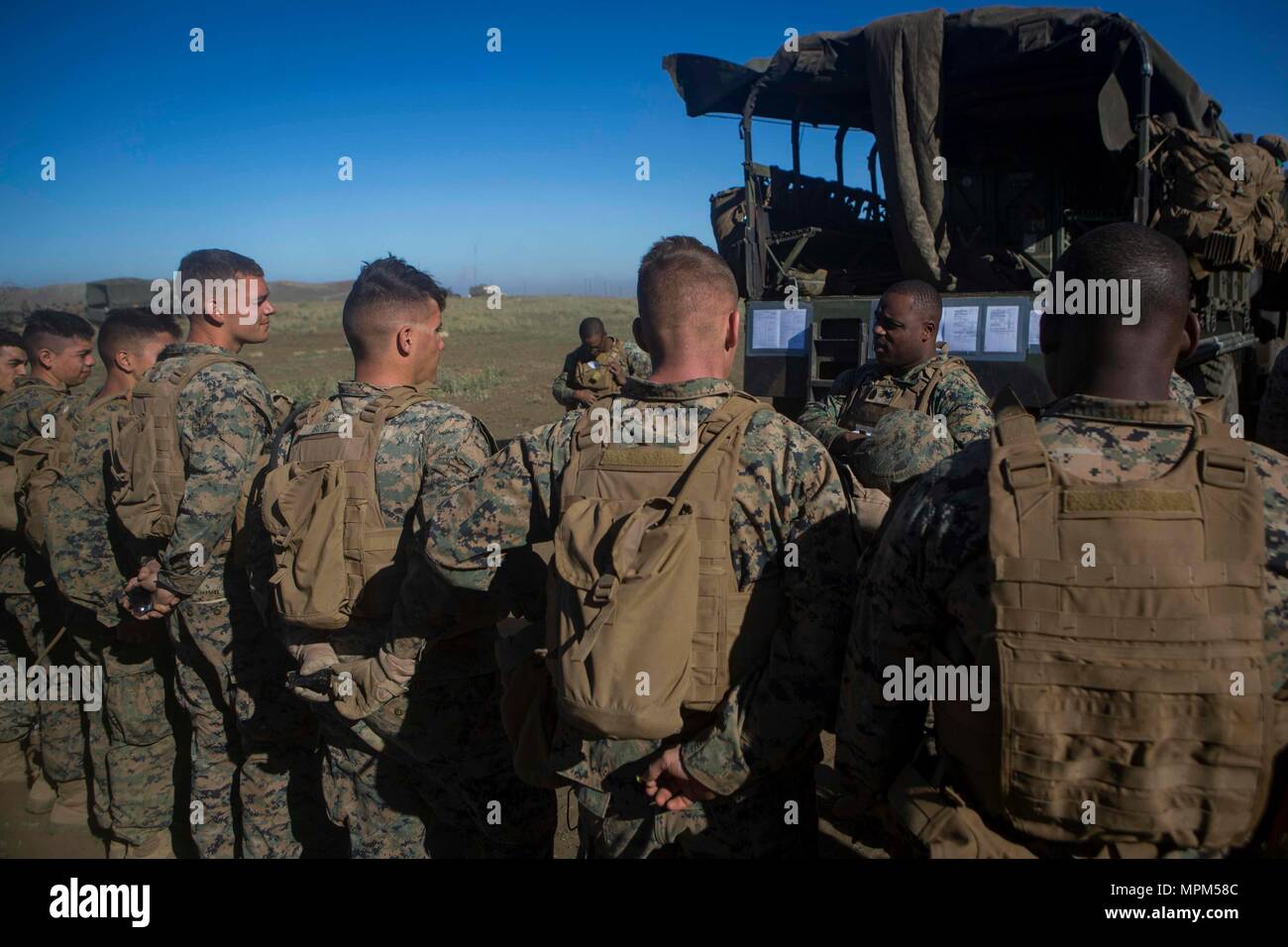U.S. Marine Master Sgt. Ricardo Broderick, field artillery chief, Bravo ...