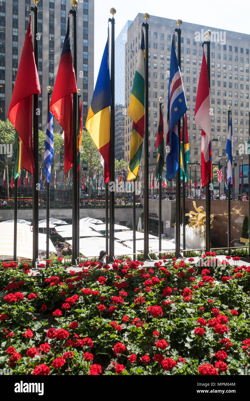 Nation Flags, Rockefeller Center, New York City, USA Stock Photo - Alamy