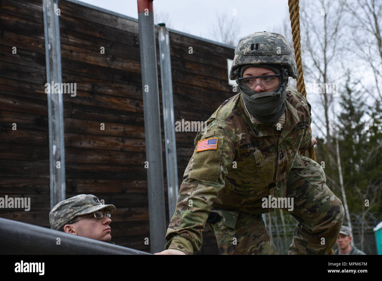 A U.S. Soldier, assigned to Public Health Command Europe, attempts to ...