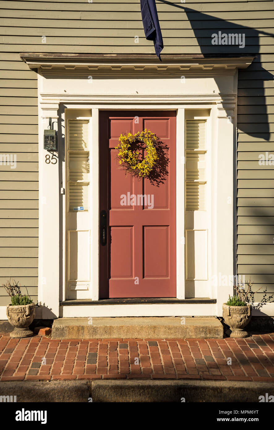 Red Front Door in Boston Stock Photo - Alamy