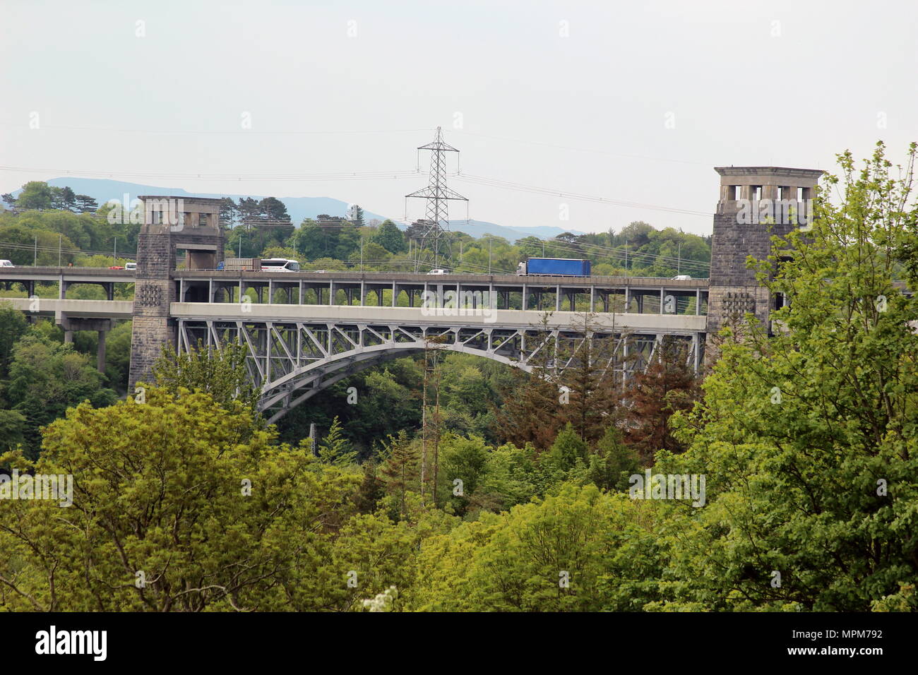 Britannia Bridge, Menai Strait, Anglesey Stock Photo - Alamy