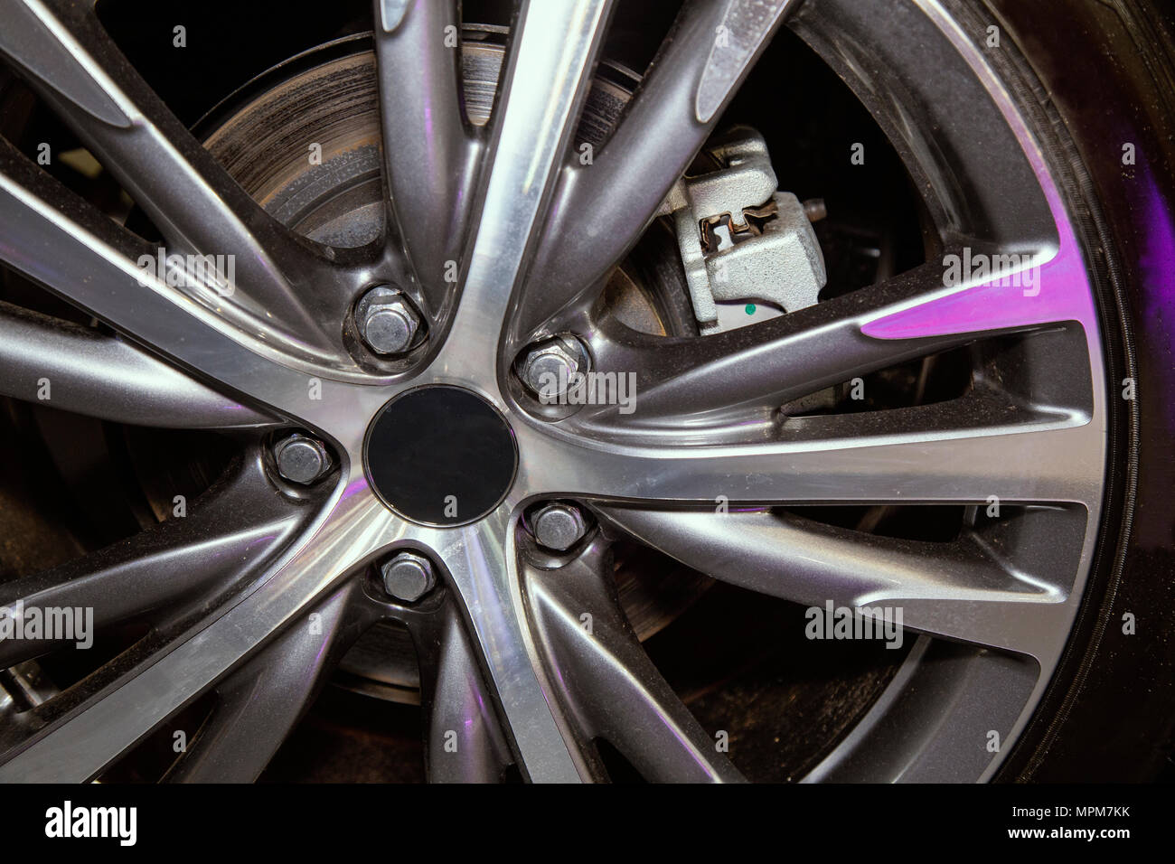 Close up of rims, wheel and breaks from a car Stock Photo - Alamy