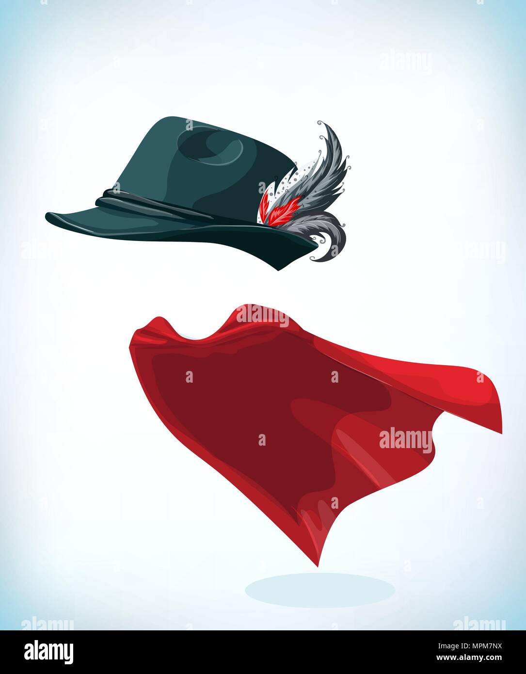 National german hat. Cap with white feather sticks out. Masquerade ...