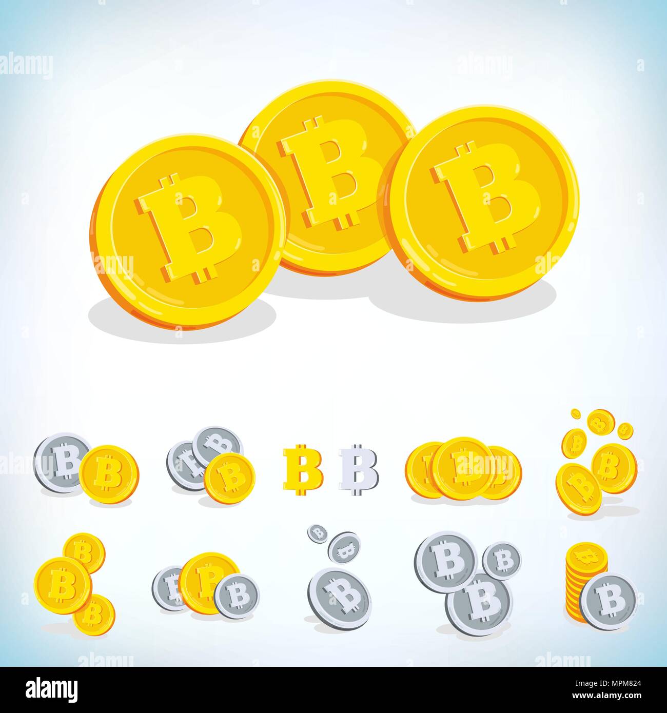 Bitcoin. 2D cartoon bit coin. Digital currency. Cryptocurrency. Golden ...