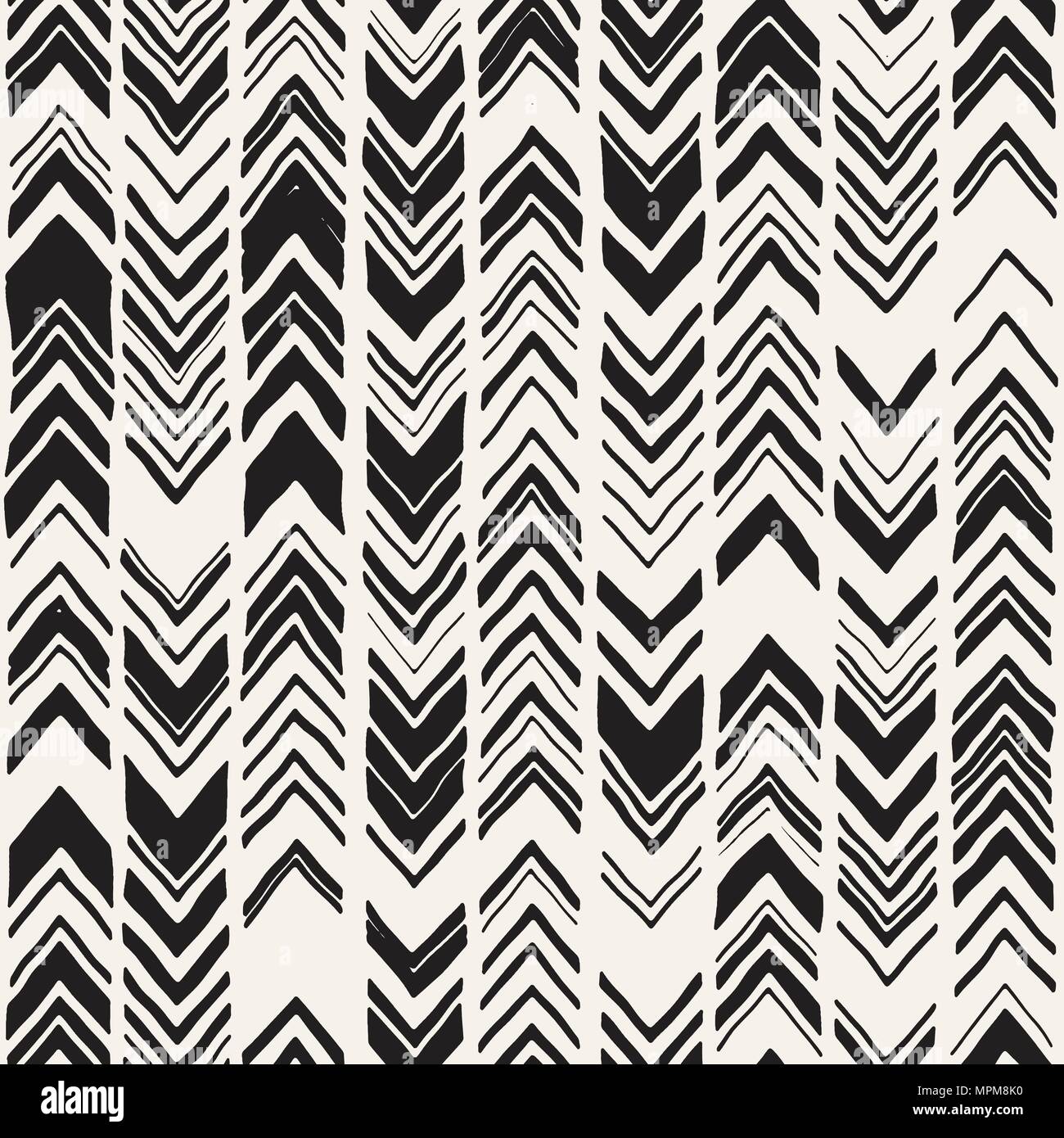 Vector seamless freehand pattern. Doodle monochrome print with hand ...