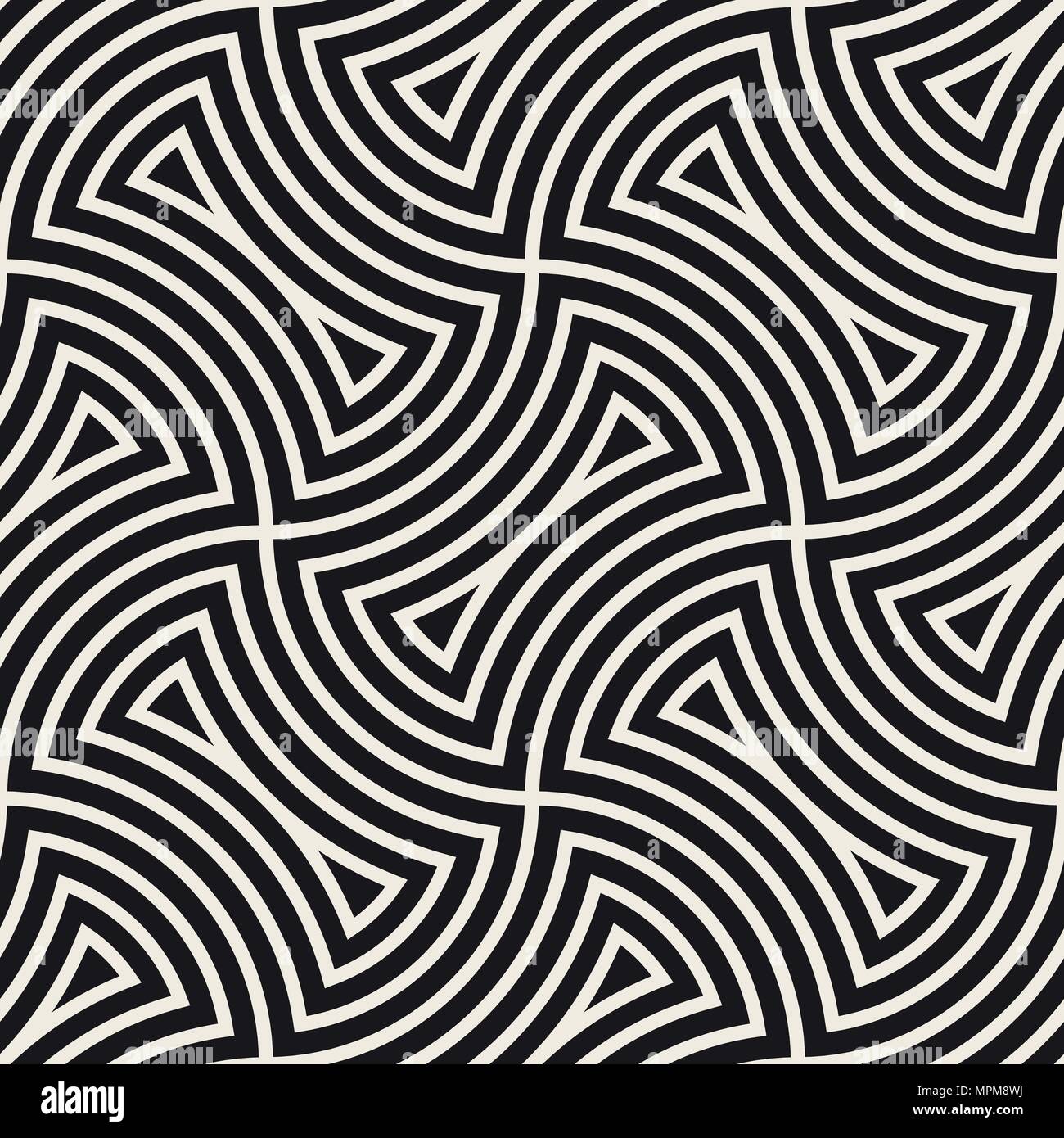 Vector Seamless Vintage Pattern Of Overlapping Arcs In Art Deco Style Modern Stylish Abstract