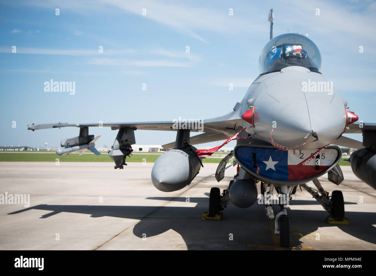 An F-16 Fighting Falcon aircraft sits on the flight line during a 403rd ...