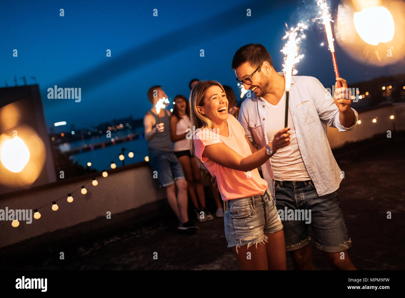 Rooftop party night hi-res stock photography and images - Alamy