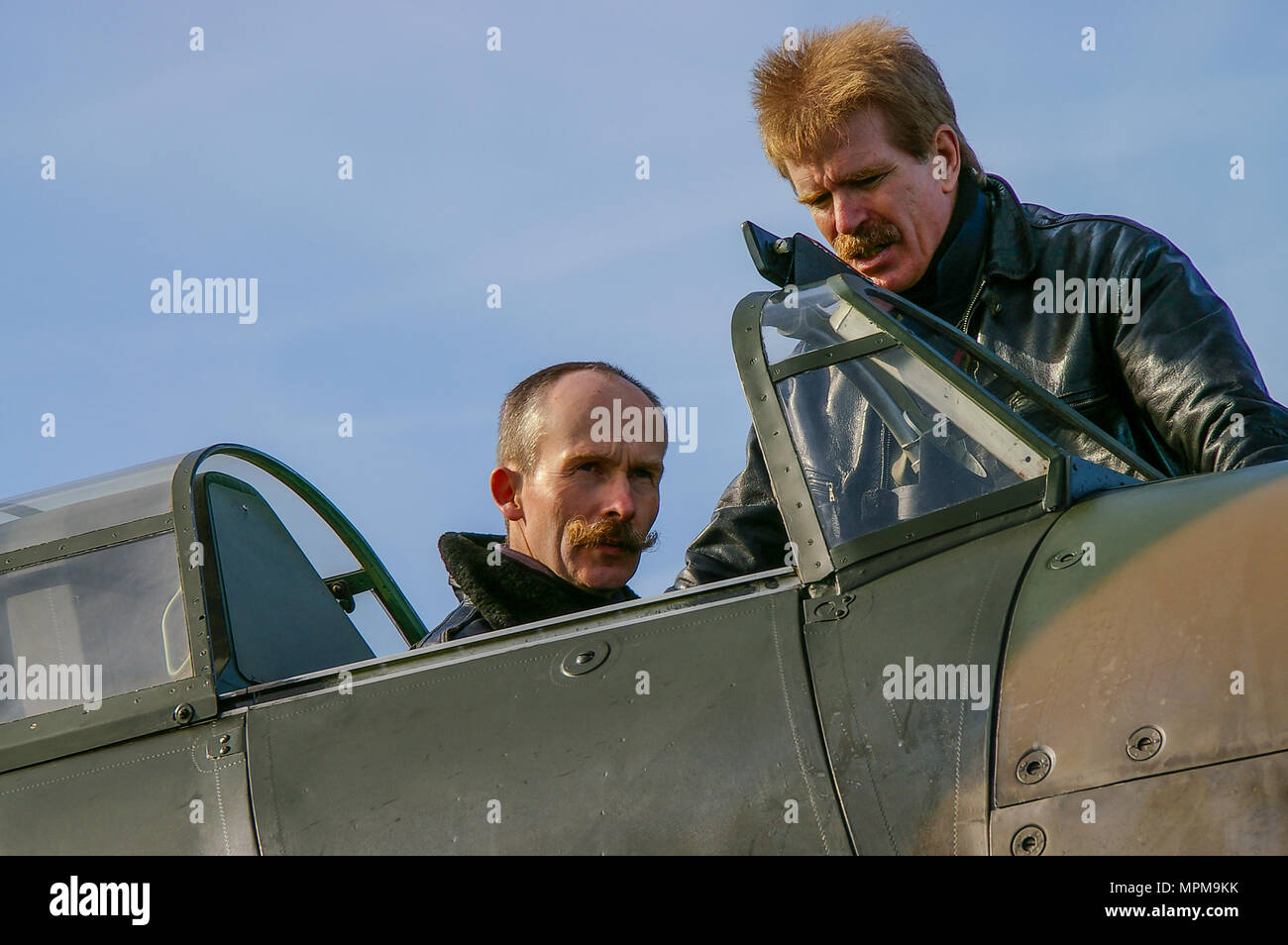 Pilot Flt Lt Charlie Brown in Hawker Hurricane Second World War fighter ...