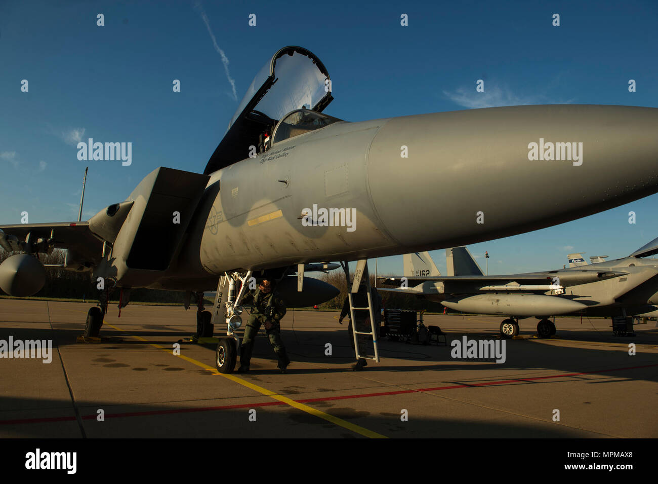 Maj. Joshua Higgins, 122nd Expeditionary Fighter Squadron pilot, conducts a pre-flight ...