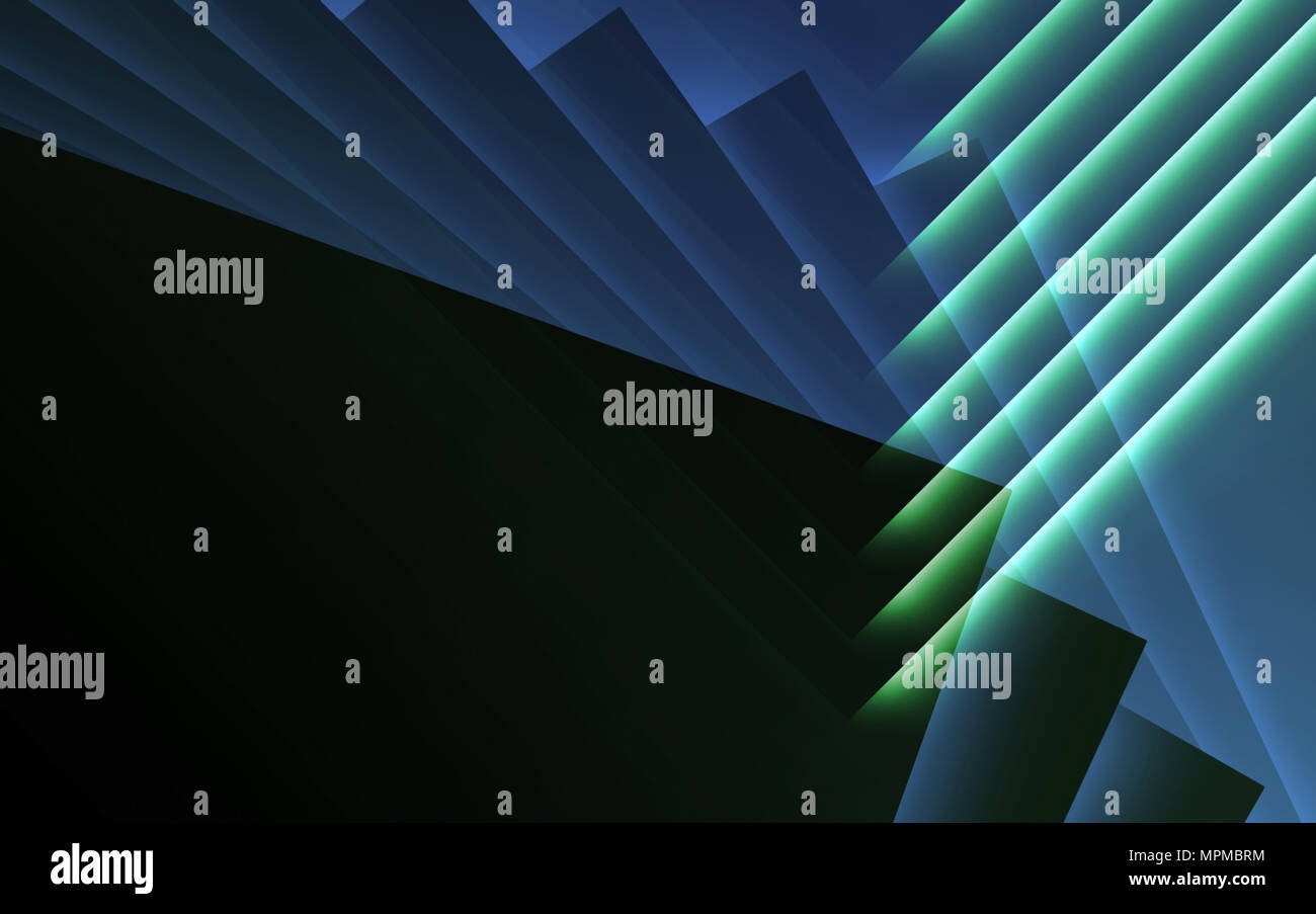 Abstract blue green cg background, geometric pattern of glowing stripes ...