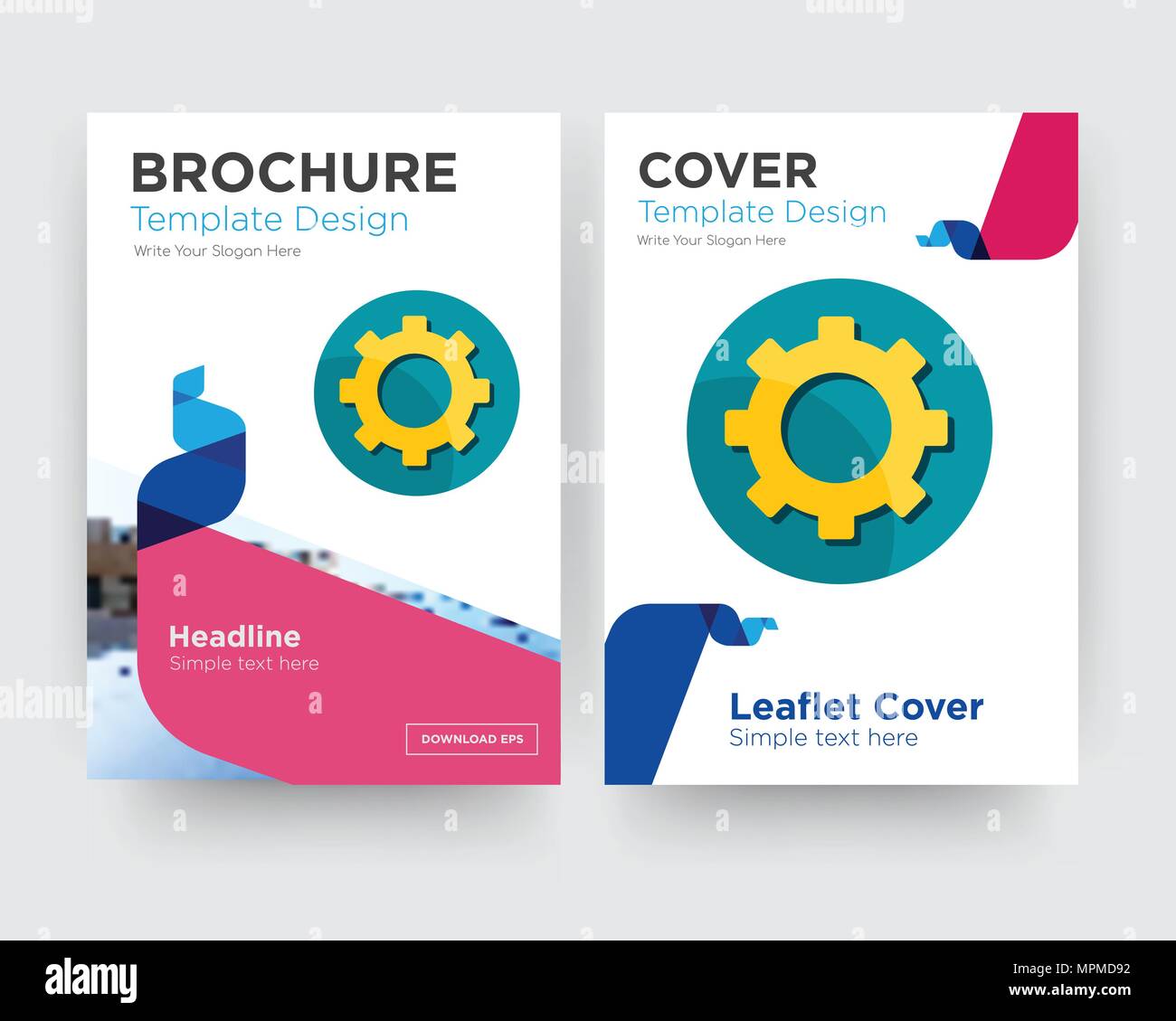 transparent gear brochure flyer design template with abstract photo ...