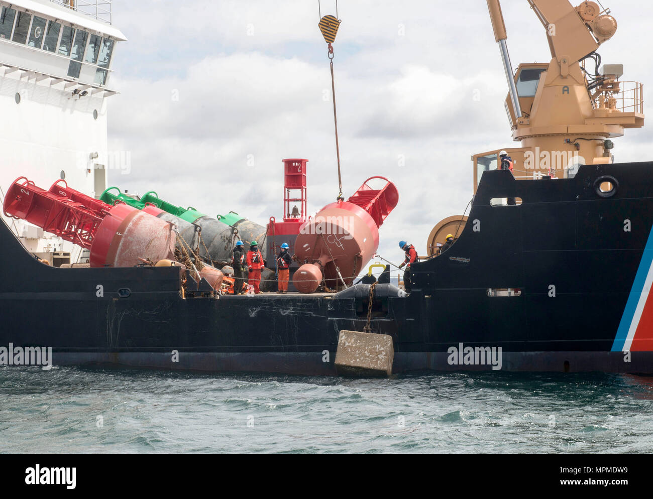 The 225-foot Coast Guard Cutter Oak is underway in Buzzards Bay ...