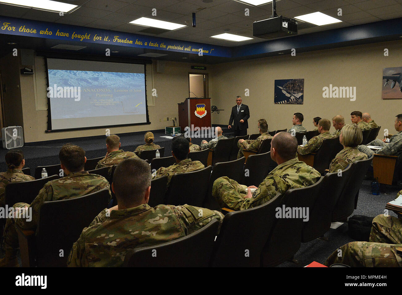 An instructor from Air University’s LeMay Center begins a lesson with ...