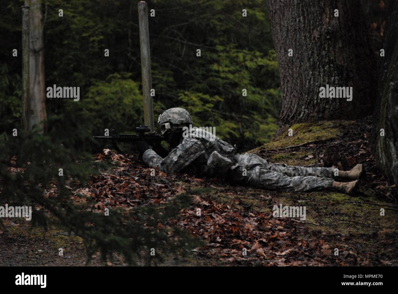 A U.S. Army West Virginia National Guard Soldier pulls security during ...