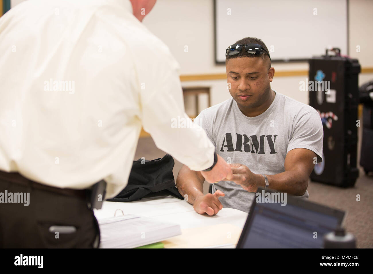 U.S. Army veteran, Ryan Major, in-processes for the Warrior Care and ...