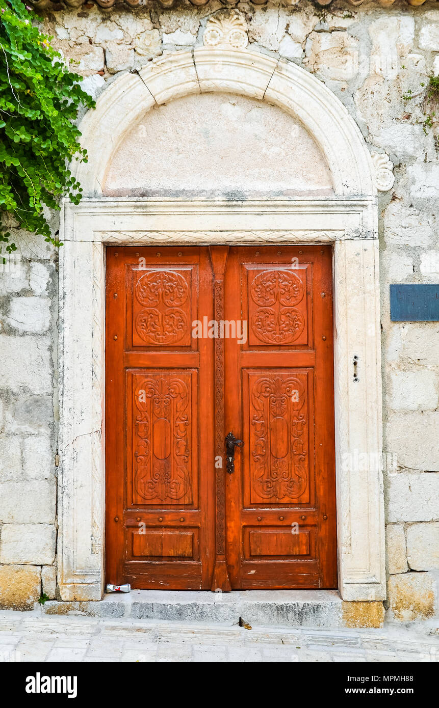 Old doors wooden doors in Croatia Rab Island tourist spot Stock Photo ...