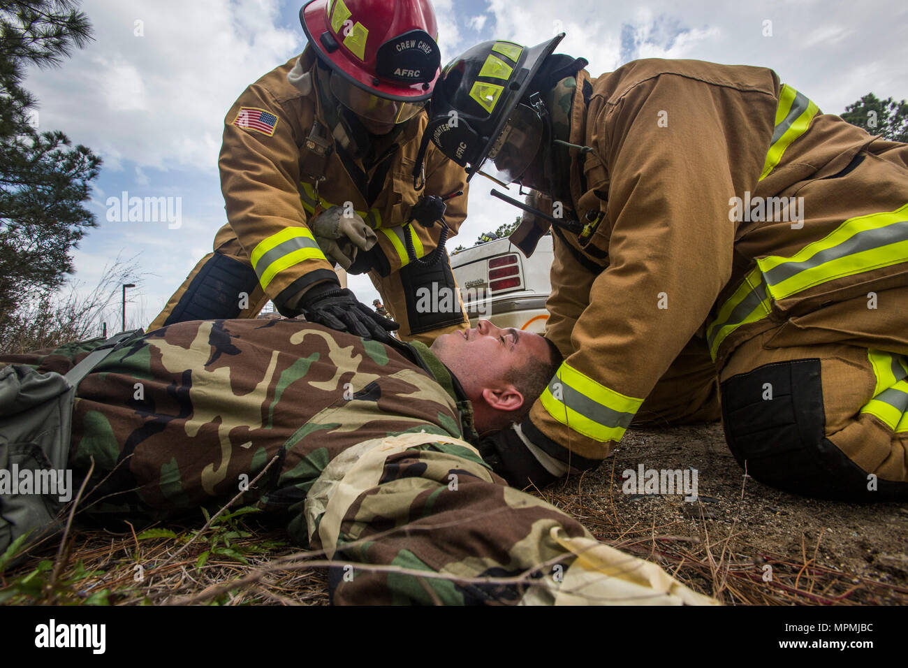 Firefighters with the 514th Civil Engineer Squadron Tech. Sgt. Joseph ...