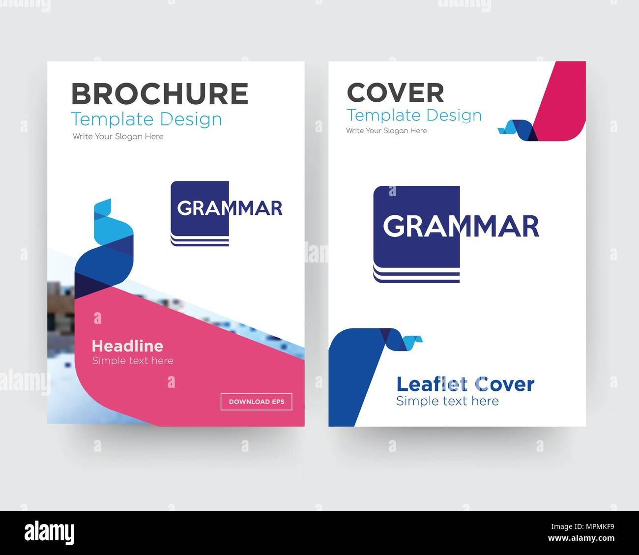 grammar brochure flyer design template with abstract photo background ...