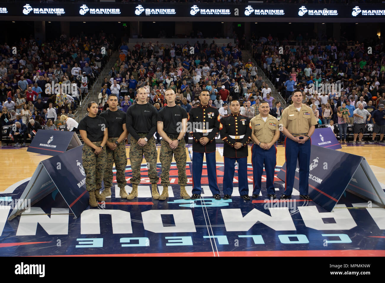 Marines with Recruiting Station Phoenix are recognized during the 2017 ...