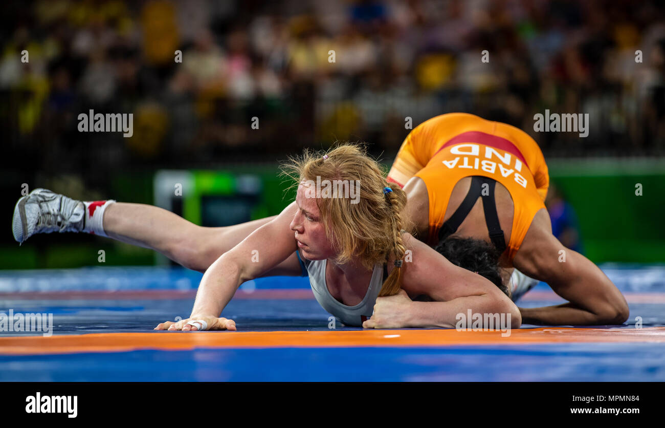 GOLD COAST, AUSTRALIA - APRIL 12: Babita Kumari v Diana Weicker ...
