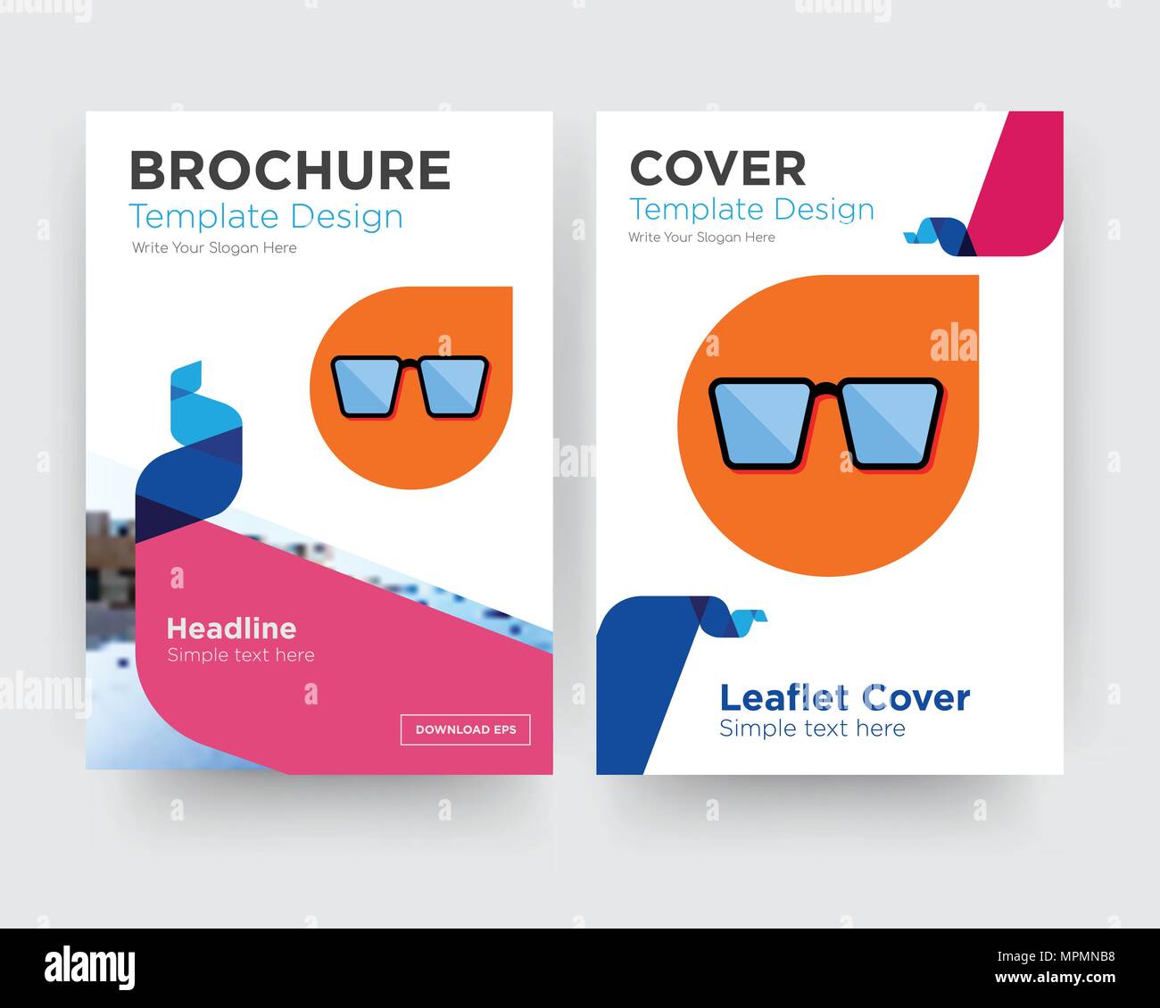 nerd glasses brochure flyer design template with abstract photo ...
