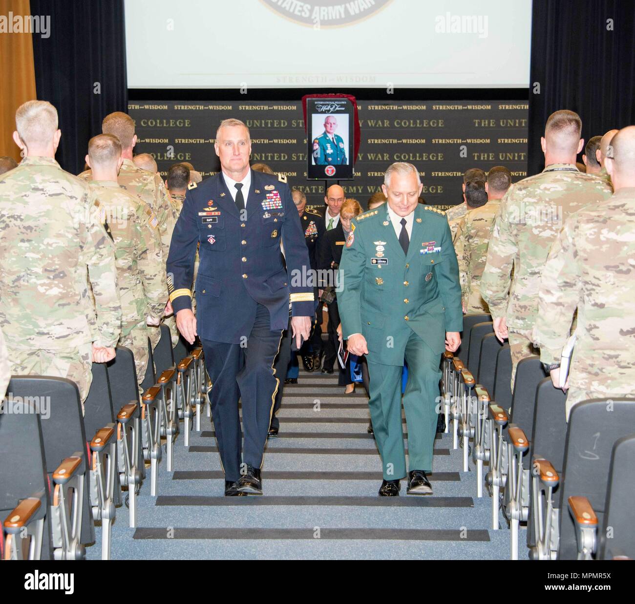 The U.S. Army War College Class of 2017 stands at attention as Maj. Gen ...