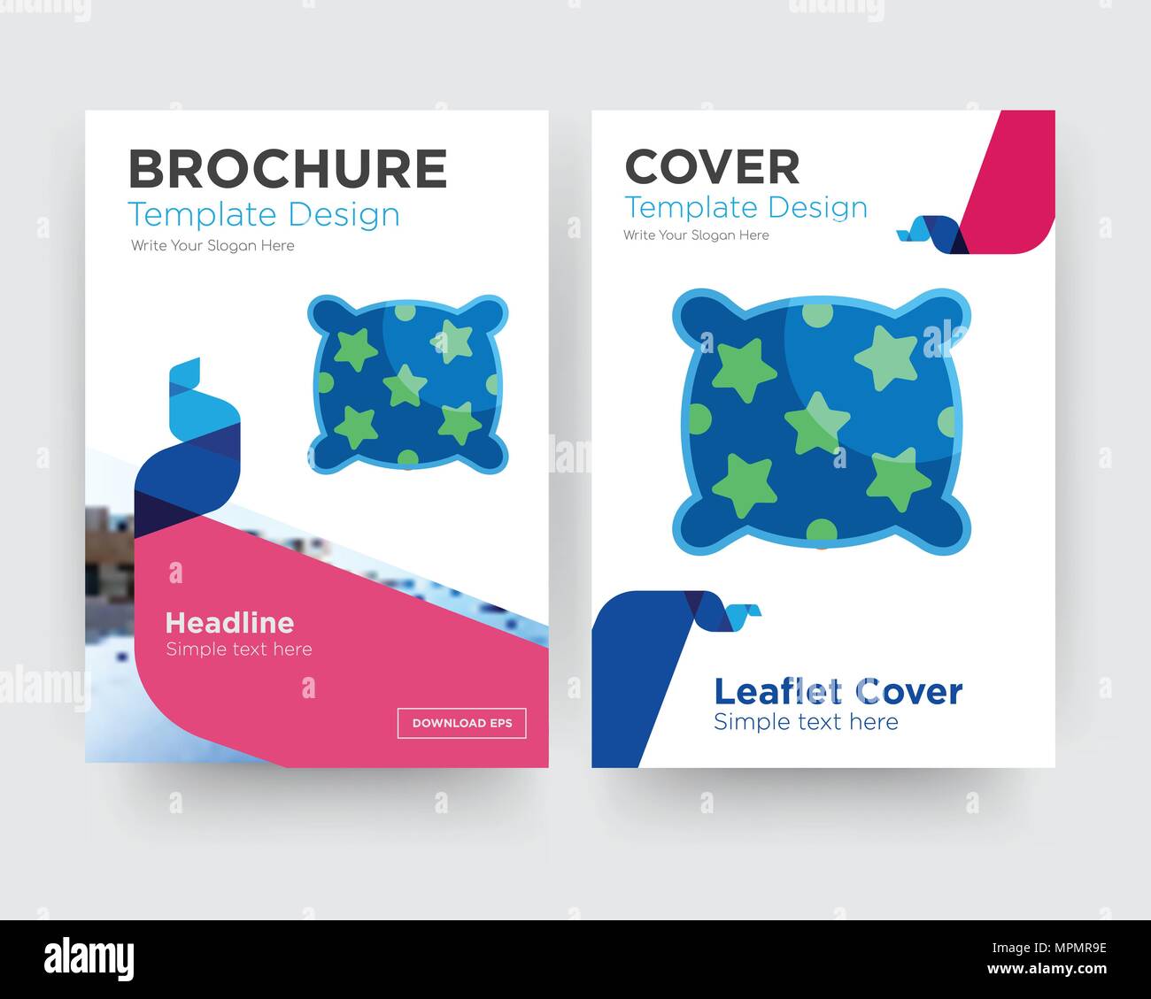 pillow brochure flyer design template with abstract photo background ...