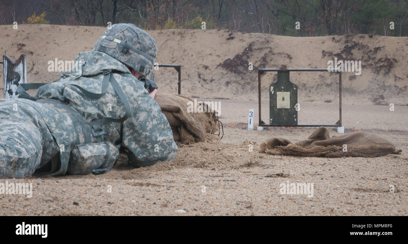 A Soldier zeroes their rifle in preparation for the Best Warrior ...