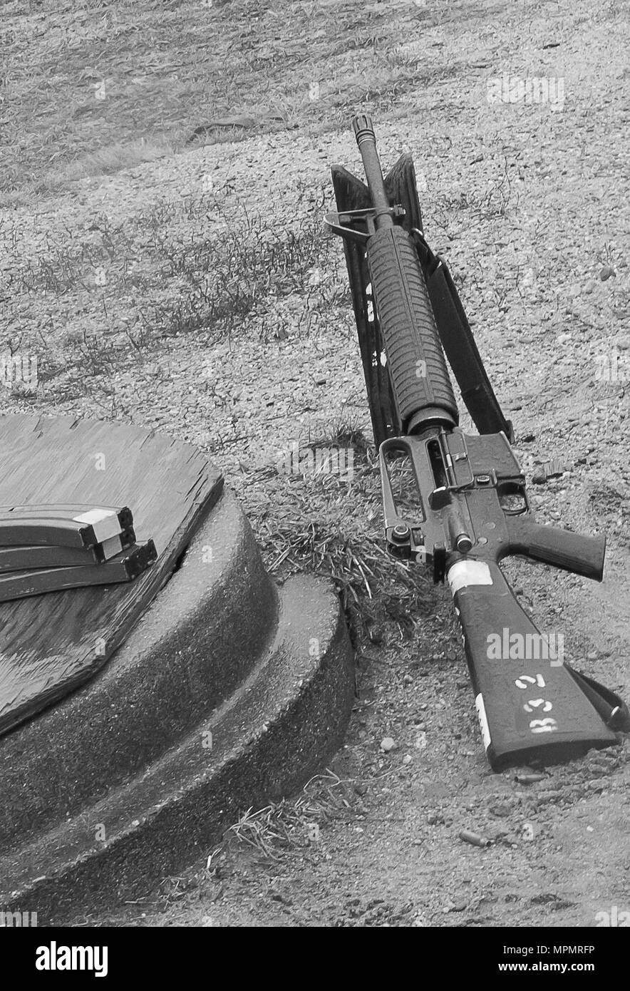 A Soldier's rifle lies in wait for the marksmanship portion of the Best ...