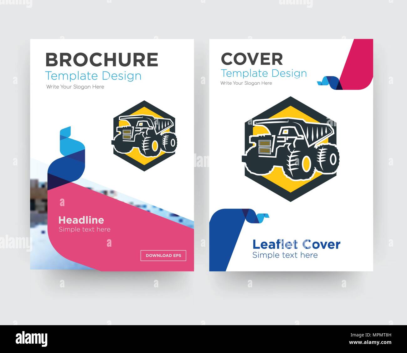 dump truck brochure flyer design template with abstract photo ...