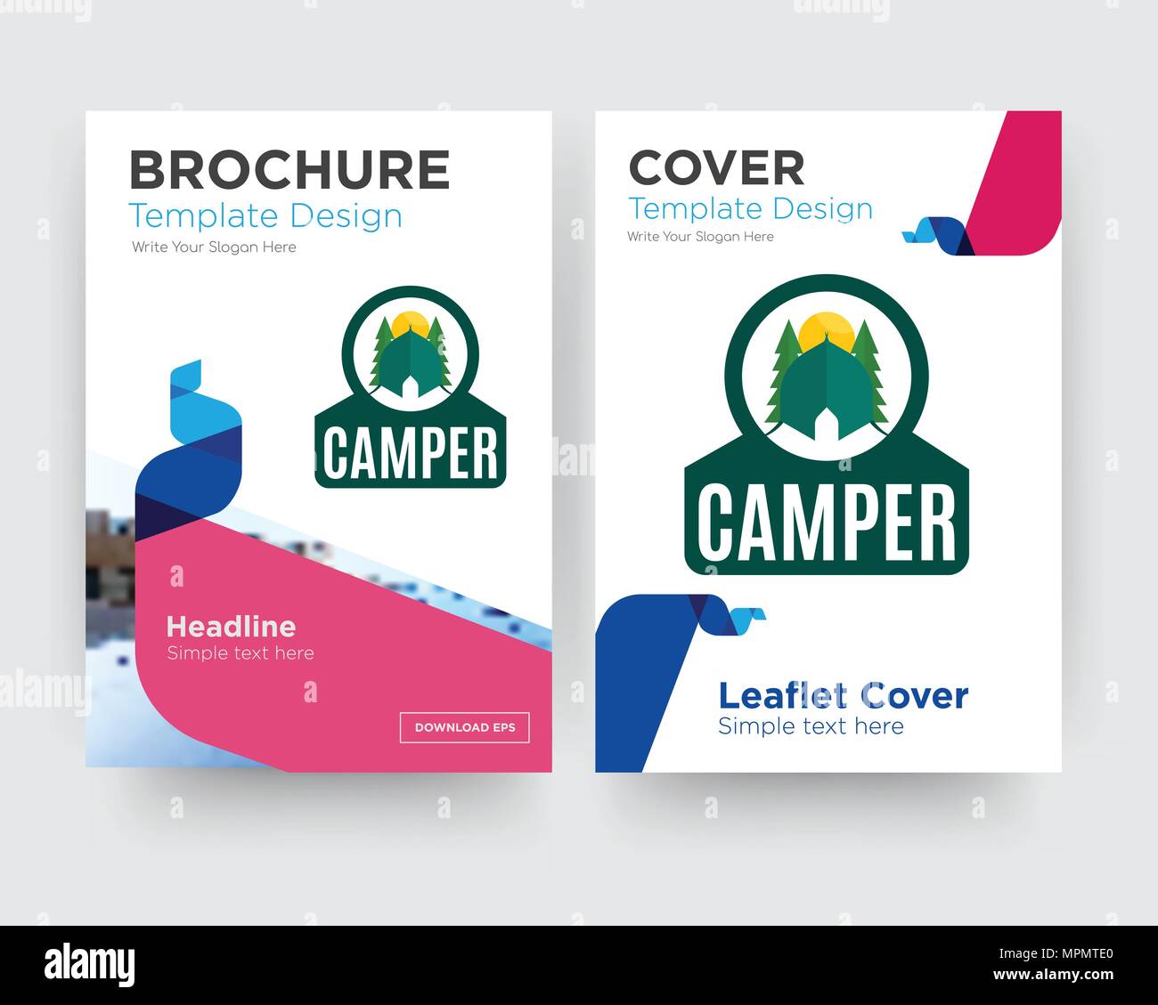 camper brochure flyer design template with abstract photo background ...