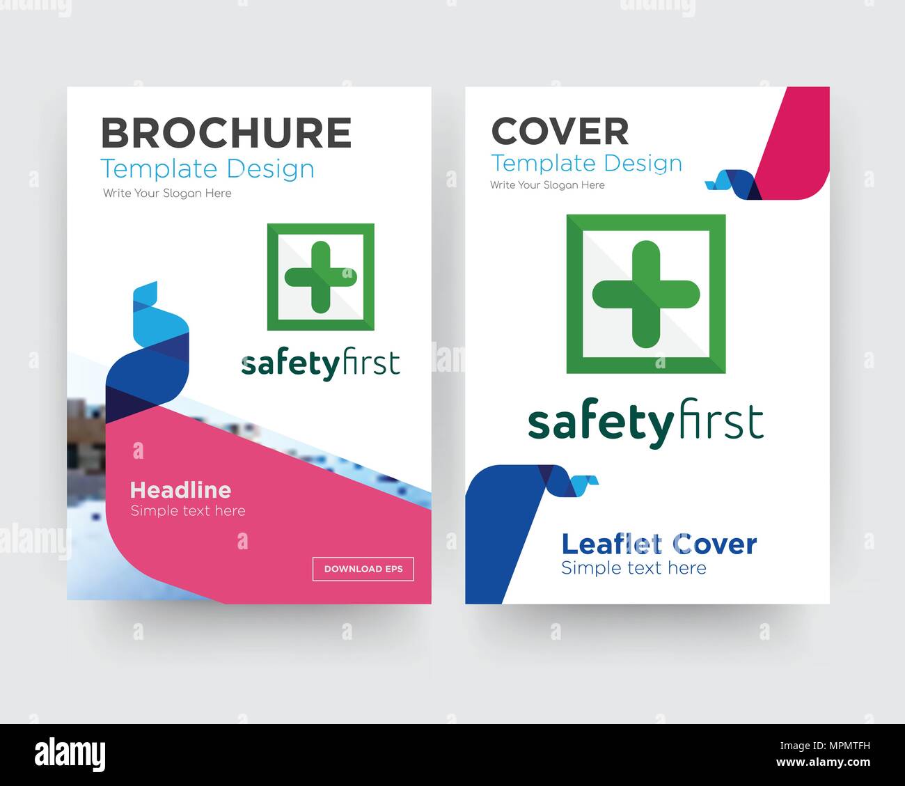 safety first brochure flyer design template with abstract photo ...
