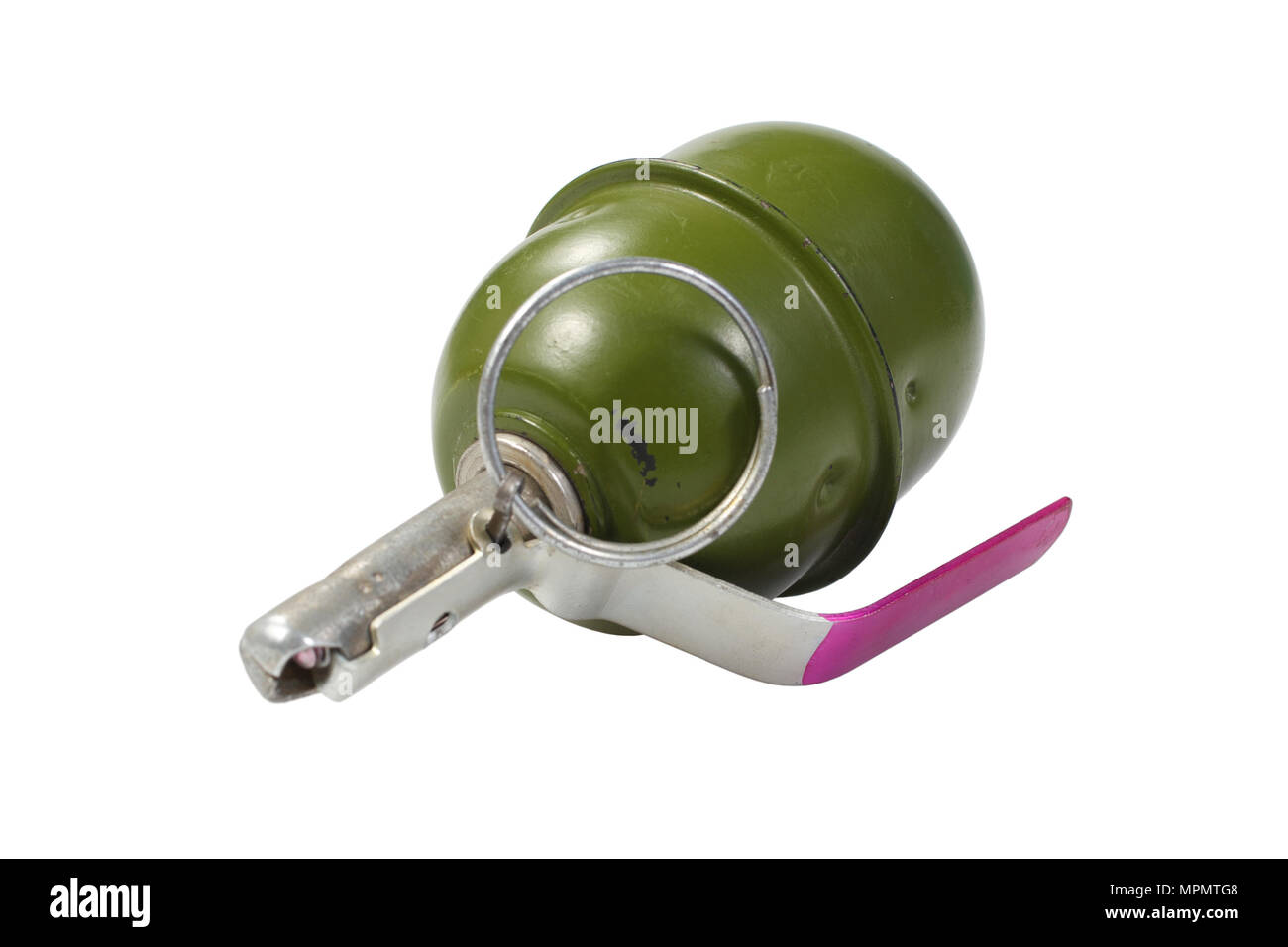 green hand grenade isolated on a white background Stock Photo - Alamy