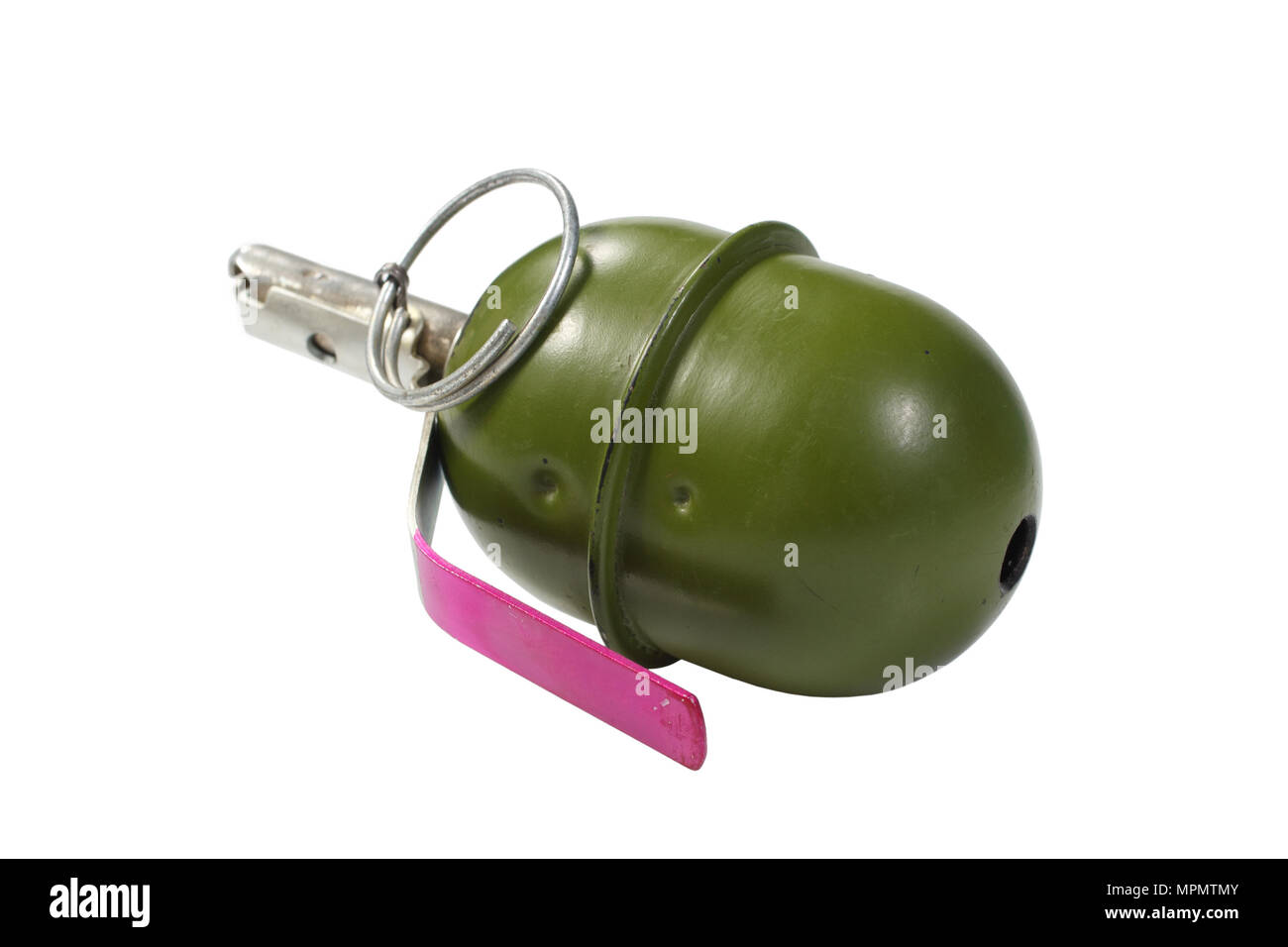 green hand grenade isolated on a white background Stock Photo - Alamy