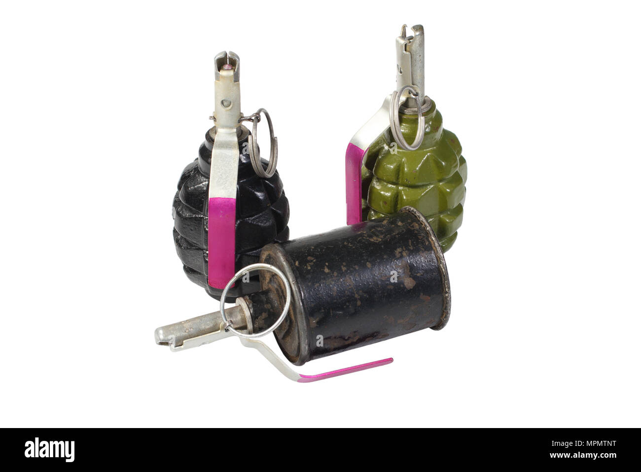 set of hand grenades isolated on a white background Stock Photo - Alamy