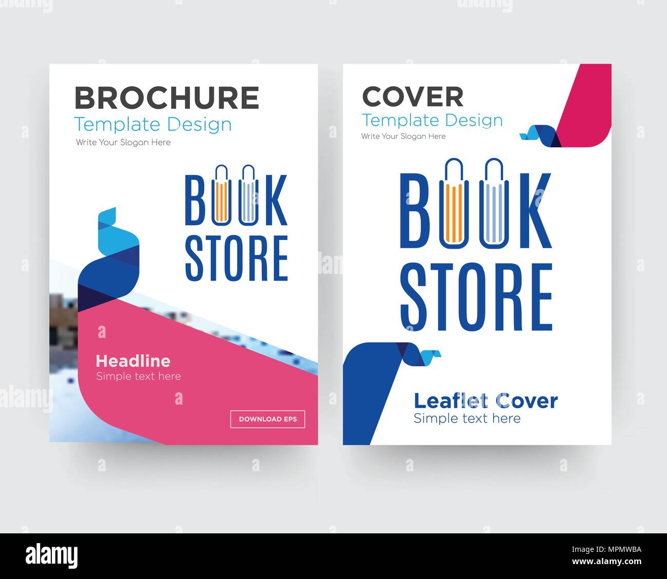 book store brochure flyer design template with abstract photo ...