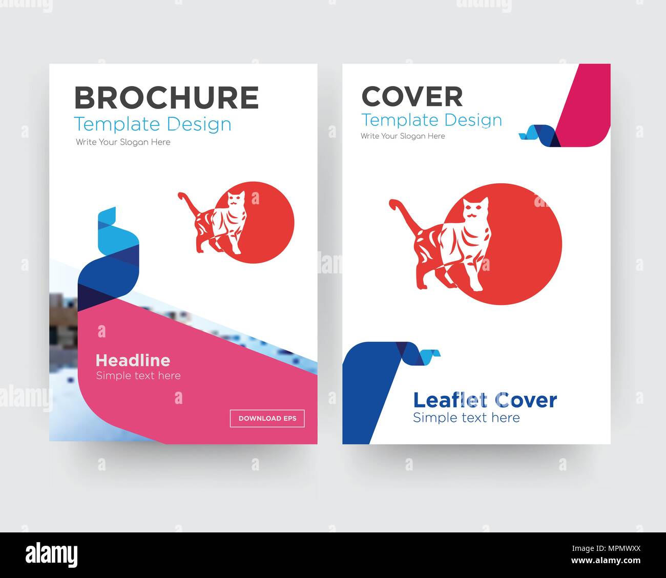 cat brochure flyer design template with abstract photo background ...